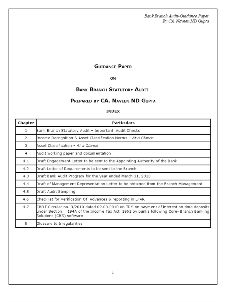 Bank Branch Audit Manual | PDF | Audit | Debits And Credits