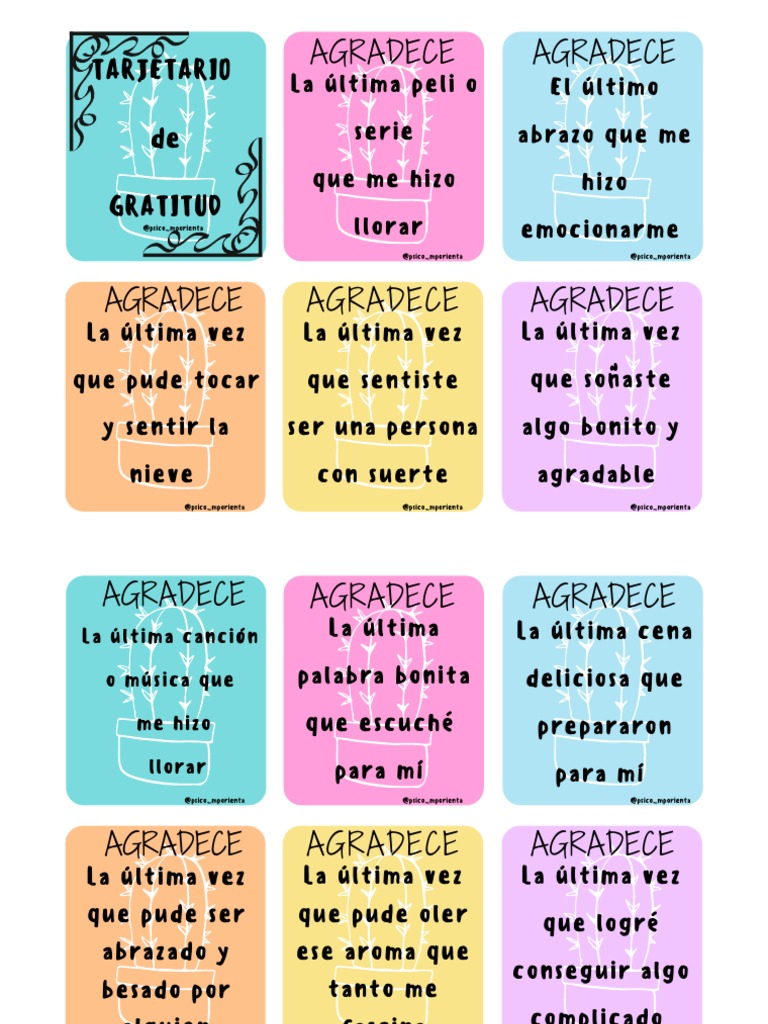 Tarjetas de Gratitud para Imprimir | PDF