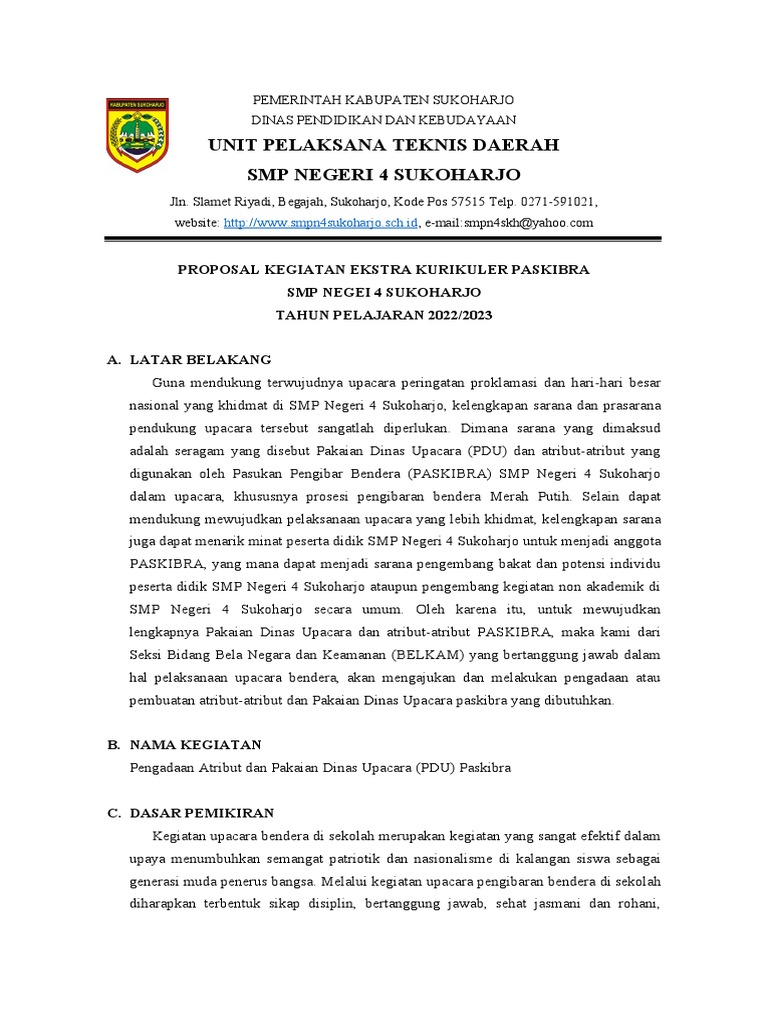 Proposal Pengadaan Atribut Dan Pdu Paskib | PDF