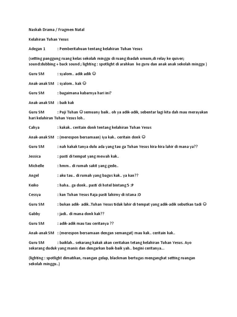 Naskah Drama Natal 17 Des 2011 | PDF
