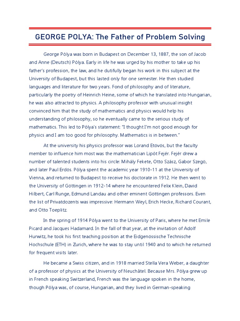 George Polya and Problem Solving Framework | PDF | Geometry | Mathematics