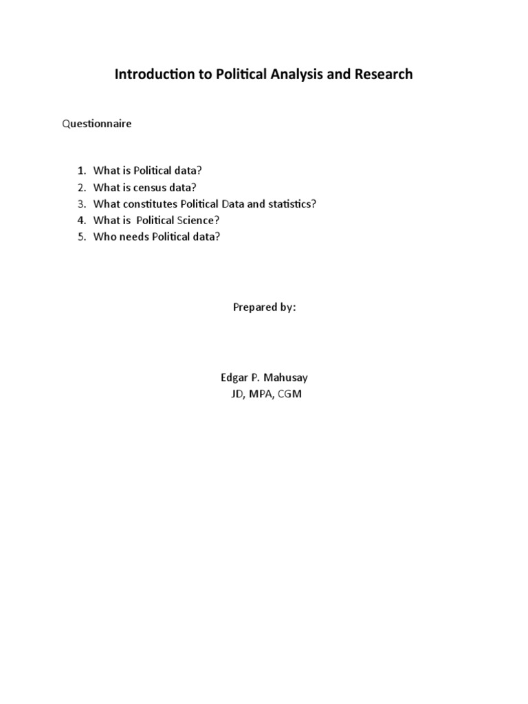 Introduction to Political Analysis Methods | PDF