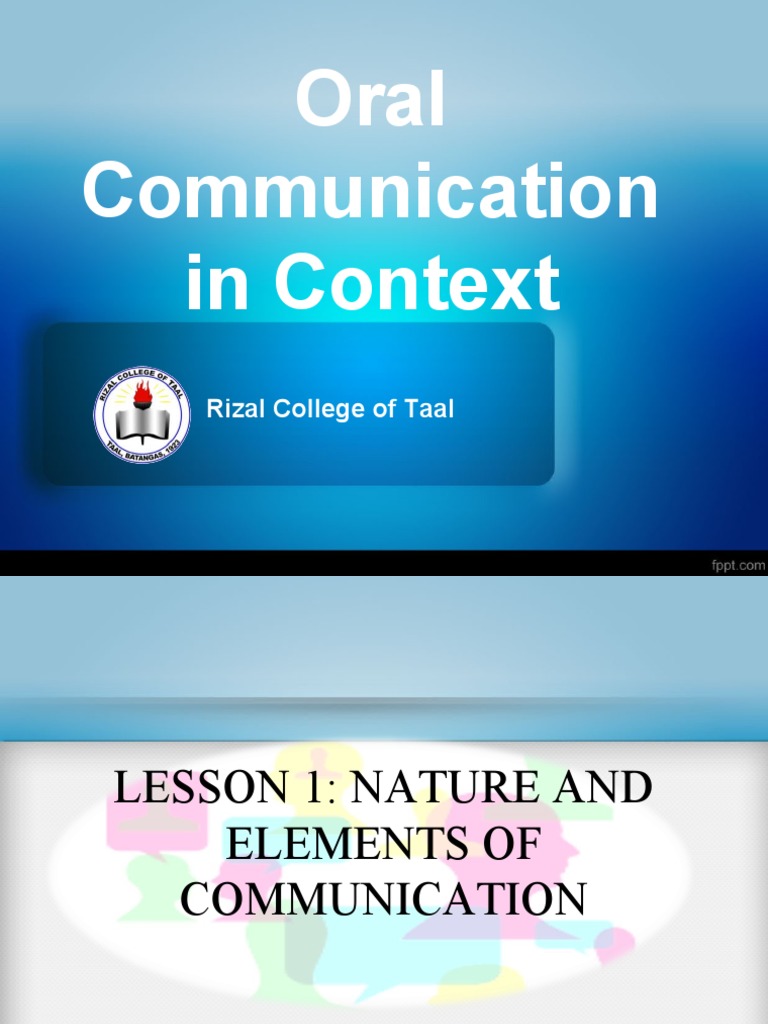 Lesson 1 Oral Comm | PDF | Communication | Nonverbal Communication