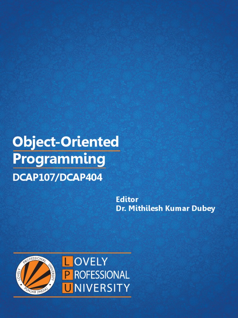 Dcap107 Dcap404 Object Oriented Programming Pdf Class Computer Programming Object