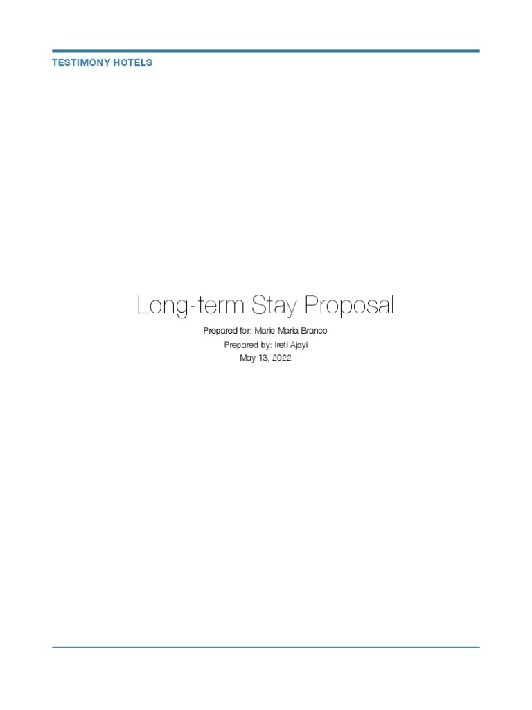 Proposal For Long-Term Stay | PDF | Hotel
