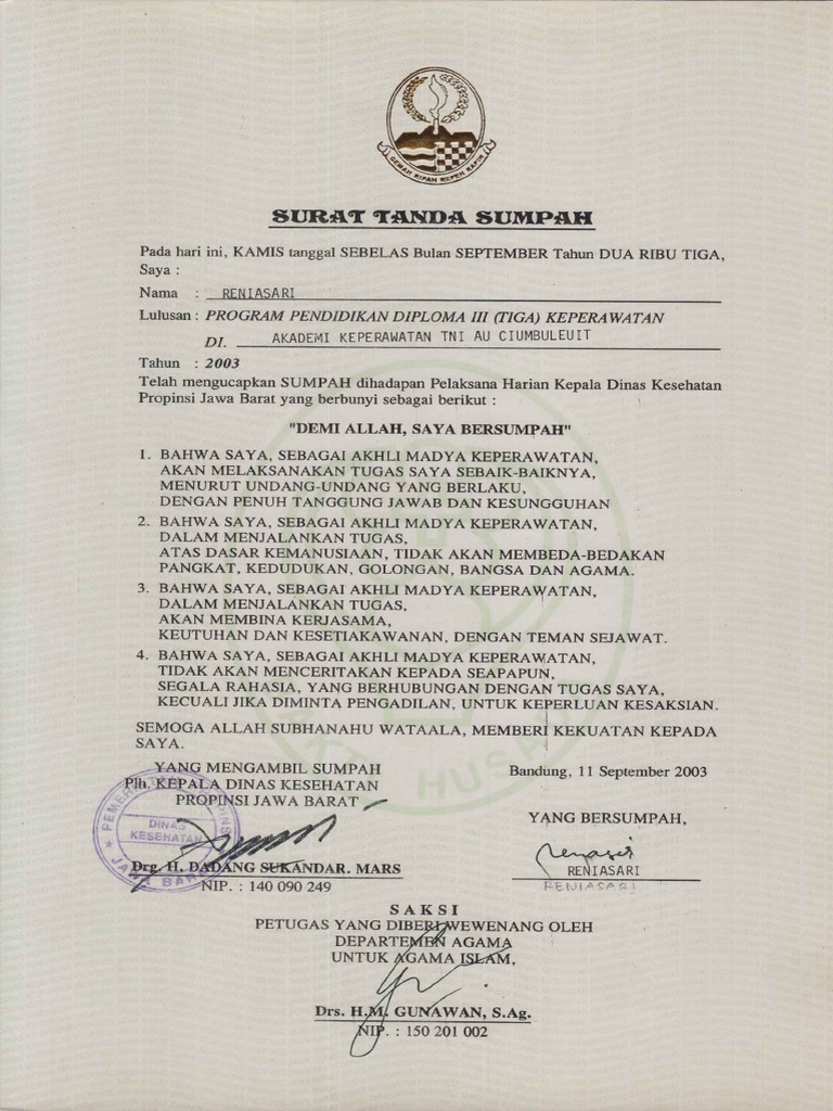 Surat Sumpah | PDF