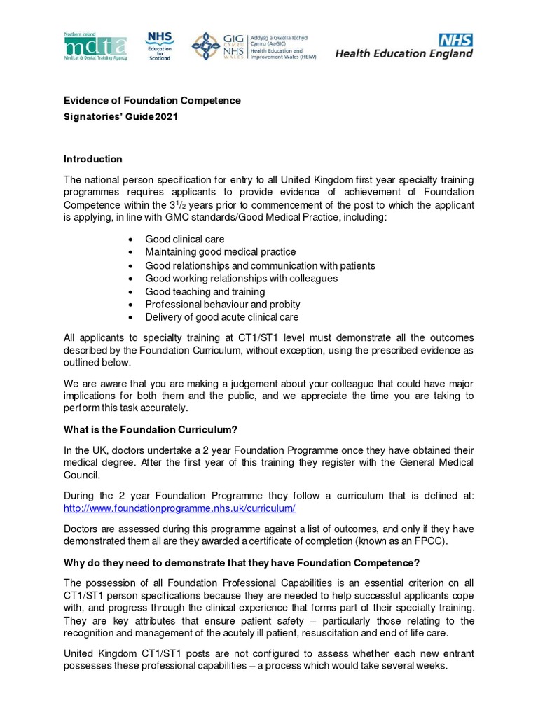 Evidence of Foundation Competence - Signatories Guide 2021 | PDF ...