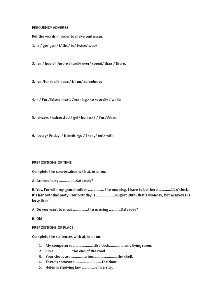 Adverbs Prepositions | PDF