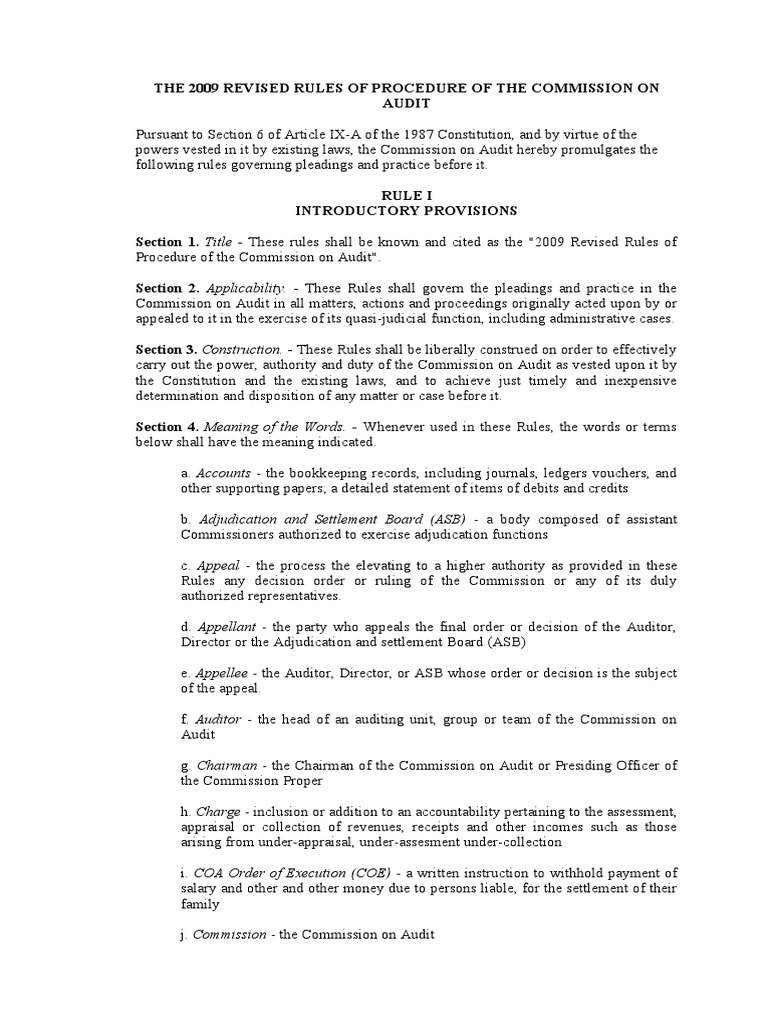 2009 COA Revised Rules of Procedure | PDF | Audit | Contempt Of Court