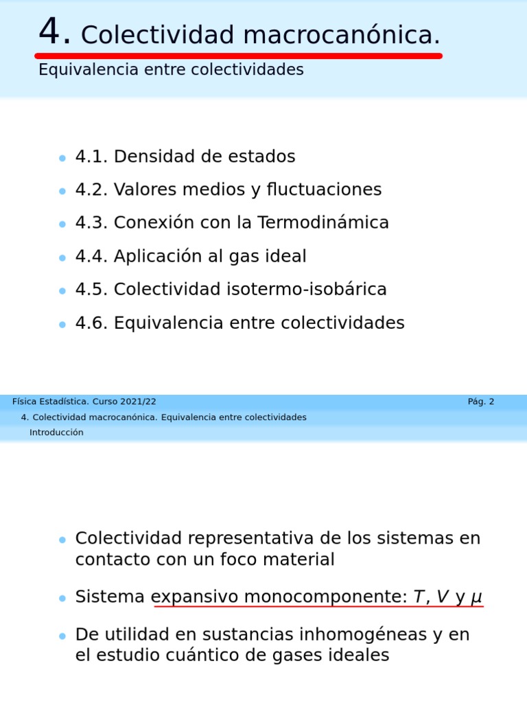 Colectividad Macrocanónica y Equivalencias | PDF | Gases | Termodinámica