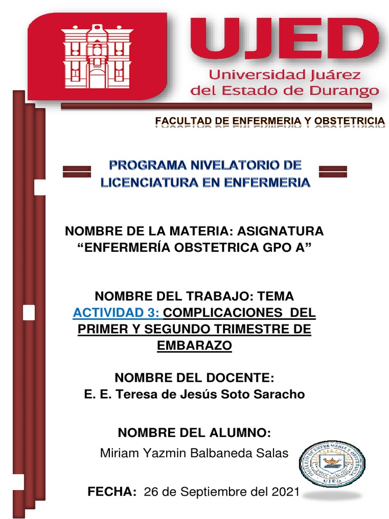 Complicaciones Del Primer y Segundo Trimestre de Embarazo | Descargar gratis PDF | El embarazo ...