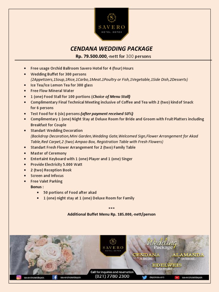 Savero Hotel Depok Wedding Package | PDF | Wedding | Food And Drink
