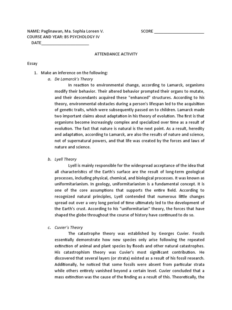 Evolution Theories: Lamarck, Lyell, Cuvier | PDF | Extinction | Evolution