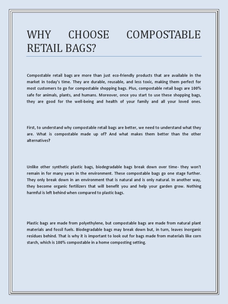 Why Choose Compostable Retail Bags ? | PDF | Retail | Compost