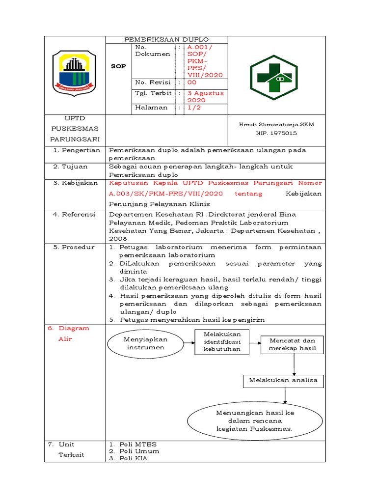 Sop Pemeriksaan Duplo | PDF