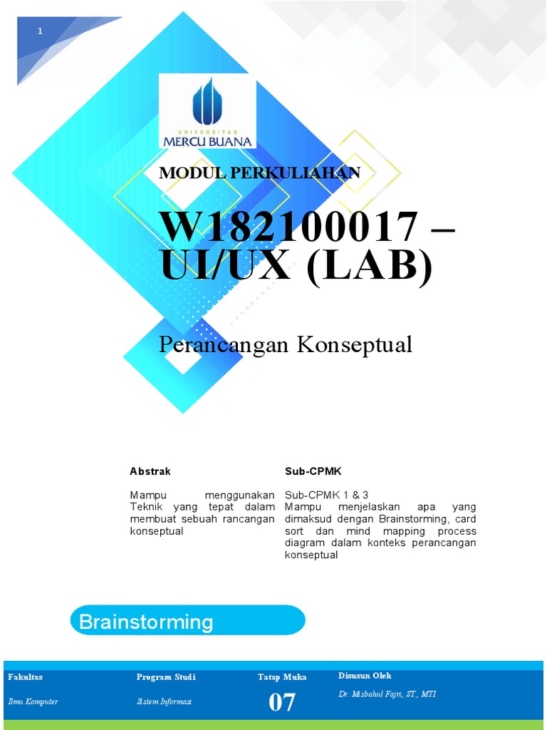 Modul 07 UI-UX | PDF | Brainstorming | Educational Technology