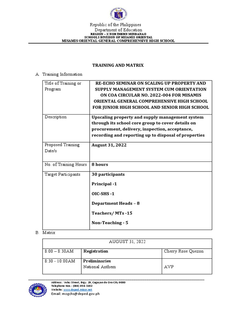 Training Matrix 2022 | PDF | Switch | Mindanao