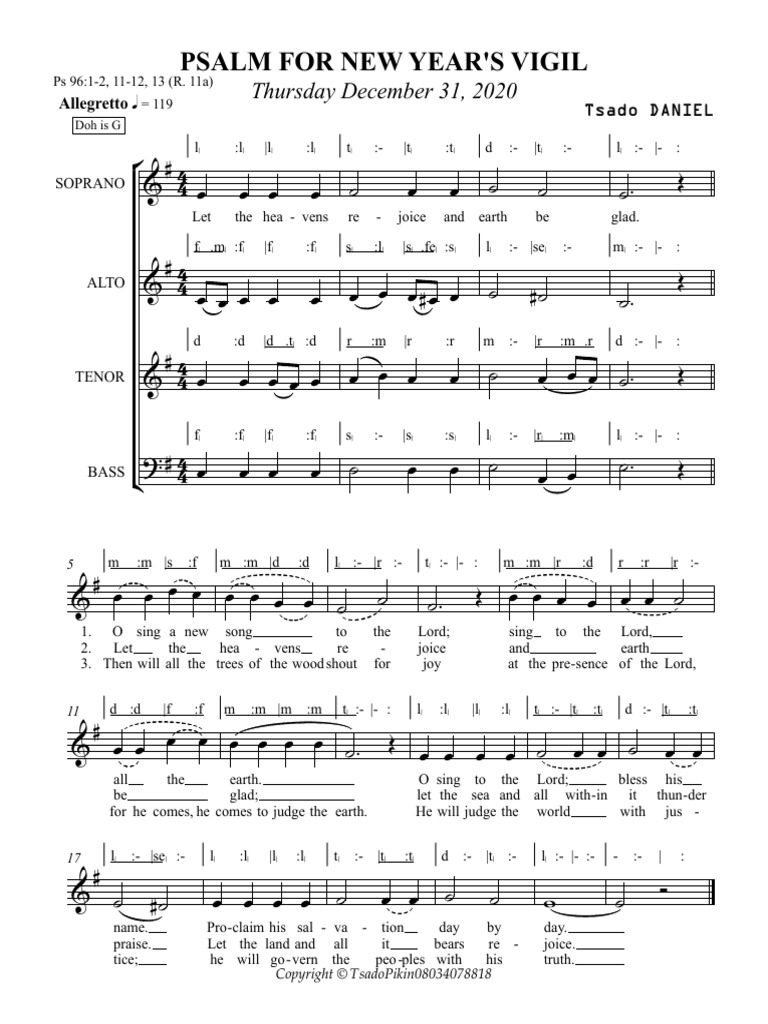 PSALM FOR NEW YEAR'S VIGIL - Tsado DANIEL | PDF | Choral Music