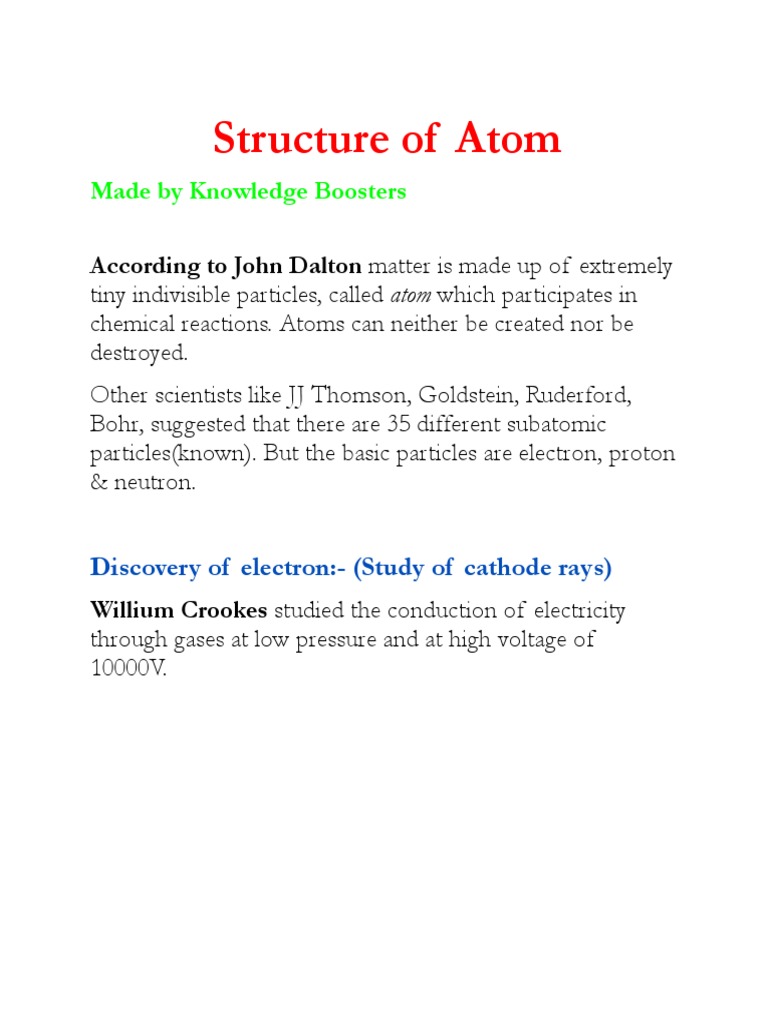 Discovery of Electron Protons & Neutrons!!! | PDF | Electron | Atoms