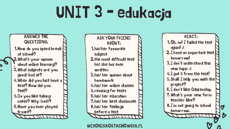E8 - Unit 3 Edukacja | PDF