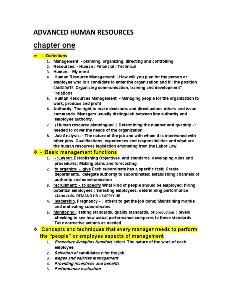 Advanced Human Resources English | PDF | Human Resource Management ...