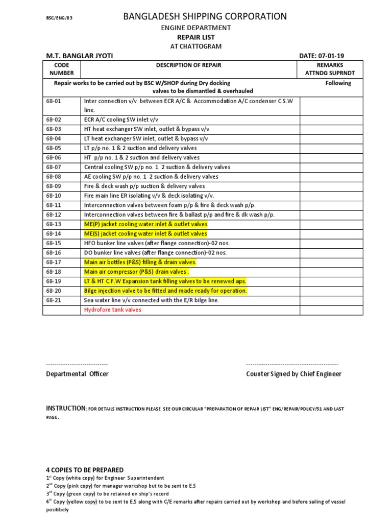 Chattogram Ship Repair List 2019 | PDF | Pump | Propeller