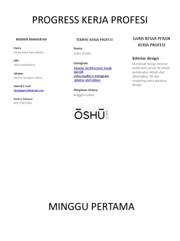 Laporan Progres Magang Desain Interior | PDF | Seni