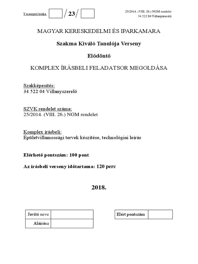 2018 Szakma Kiv+íl+ - Tanul+-Ja Megold+ís | PDF