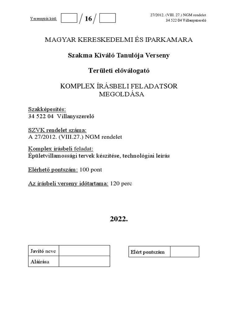 2022 Szakma Kiv+íl+ - Tanul+-Ja Megold+ís | PDF