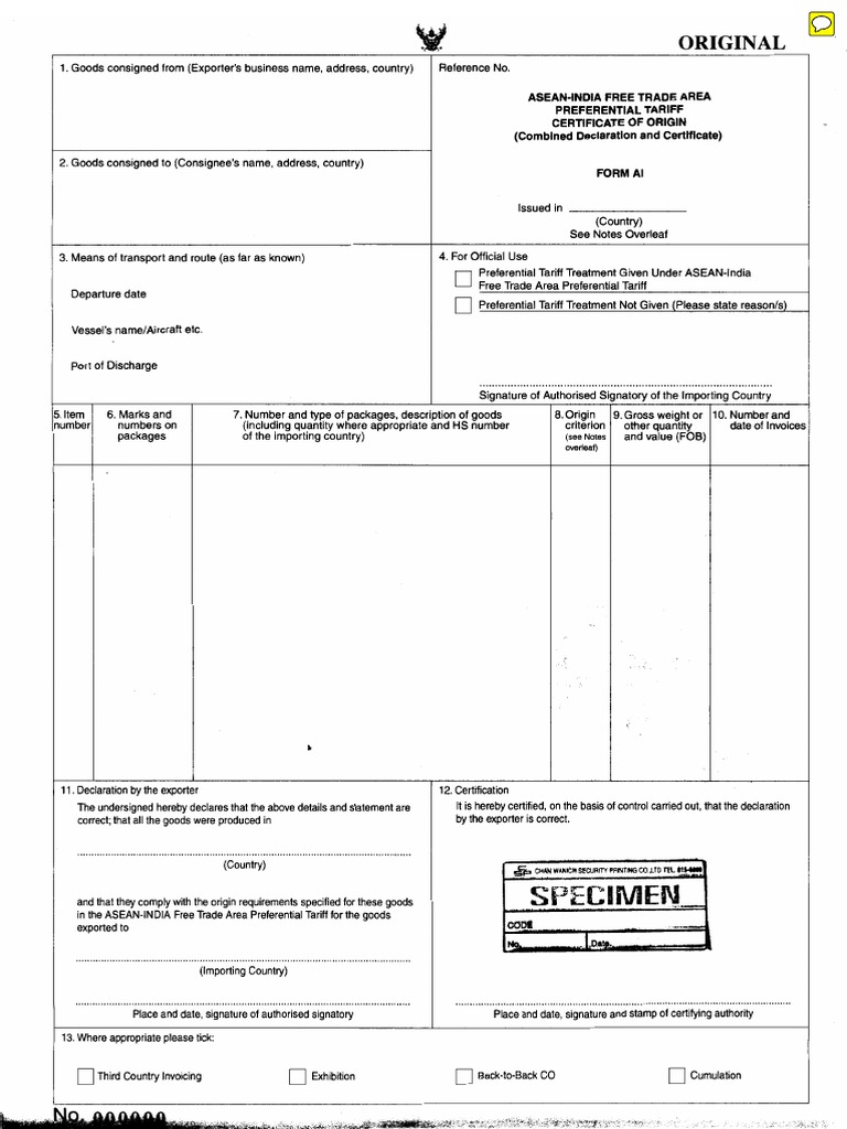 2. Form Ai (Asean-India Fta)(1) | PDF