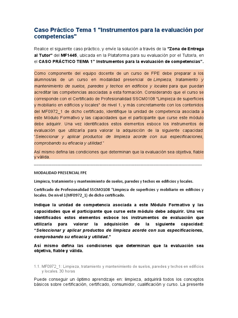 mf 1445 EJERCICIO PRÁCTICO CONTROL TEMA 1 | PDF | Evaluación | Validez (Estadísticas)