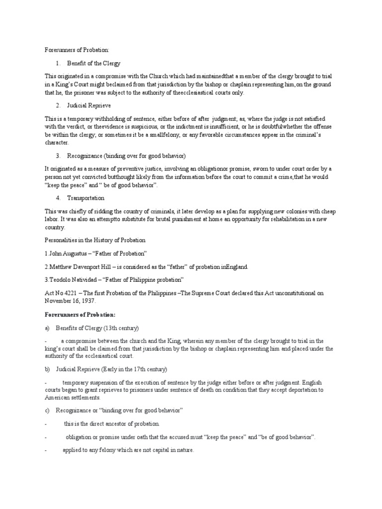 Forerunners of Probation | PDF | Probation | Pardon