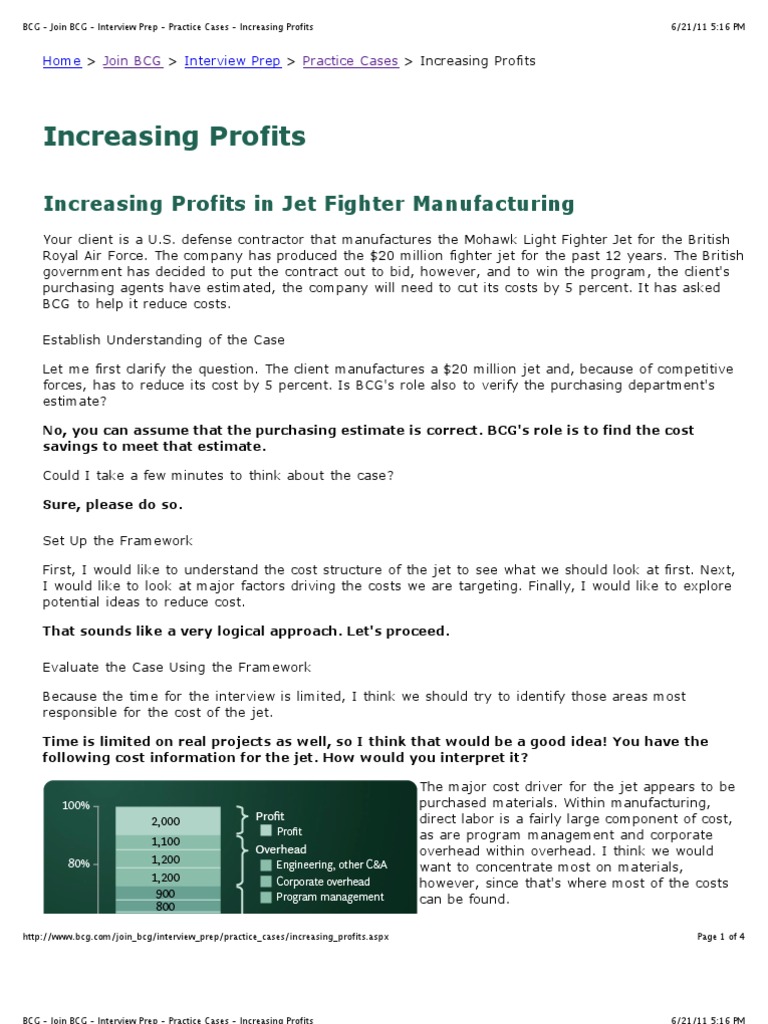 BCG Case 1-Increasing Profits | PDF | Supply Chain | Profit (Accounting)