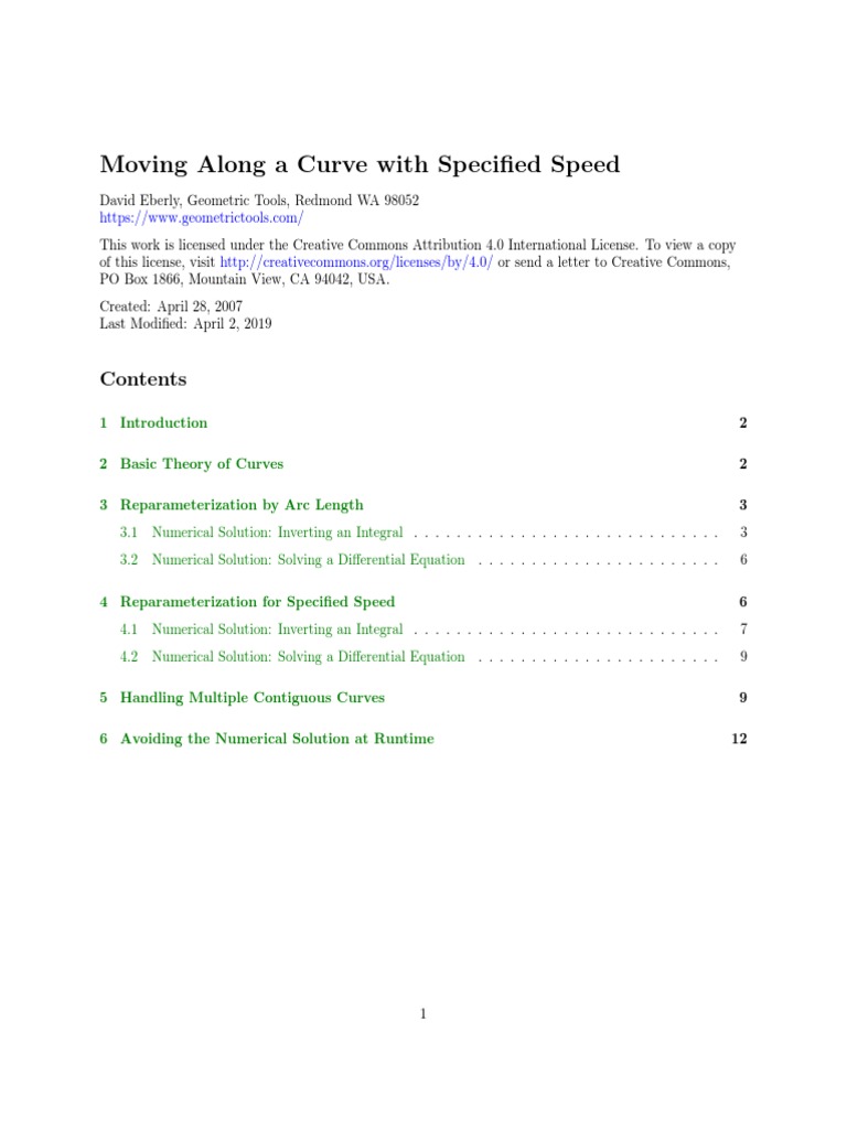 Moving Along Curve Specified Speed | PDF | Curve | Equations