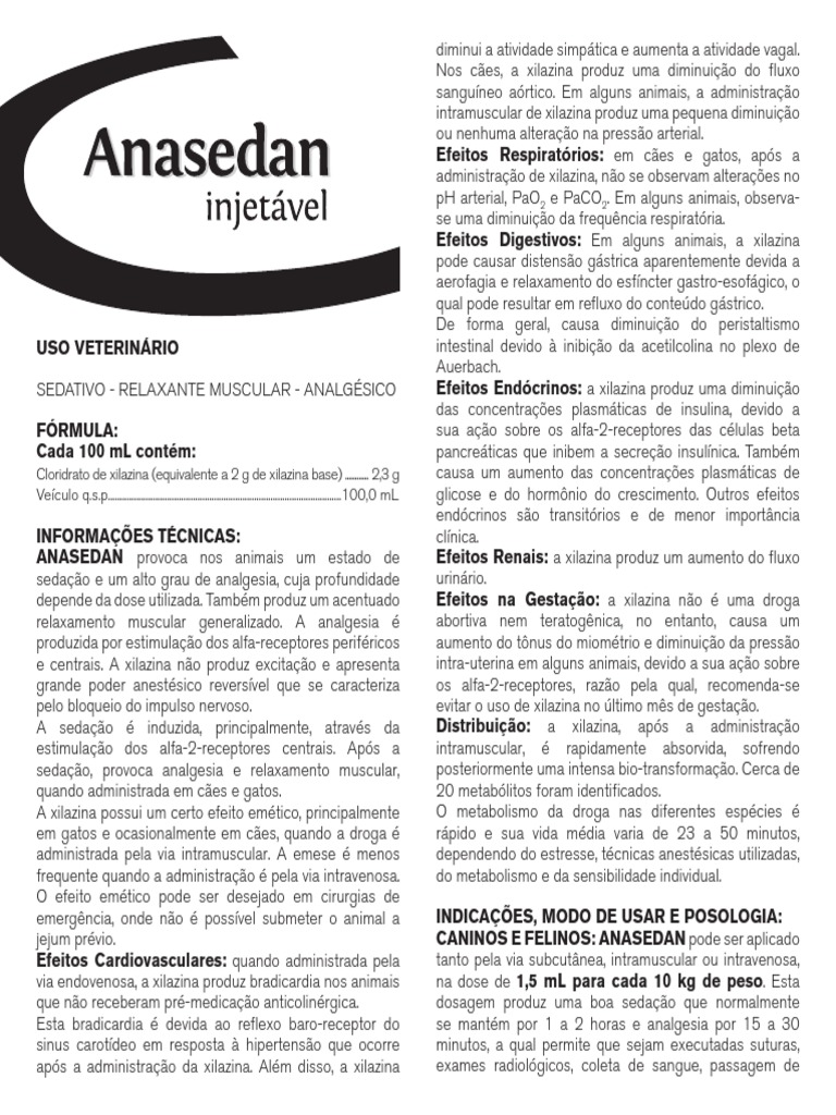 Bula Anasedan 10mL Ceva Pec | PDF | Medicina Clínica | Especialidades ...