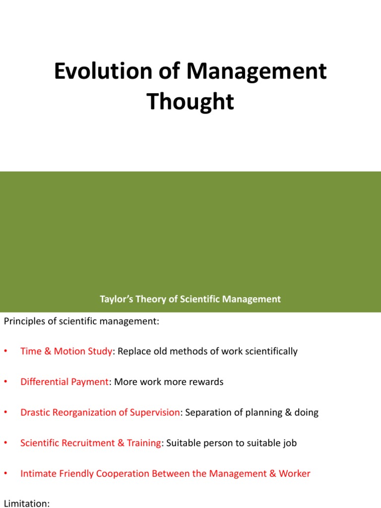 Evolution of Management Theories Explained | PDF | System | Cognitive ...