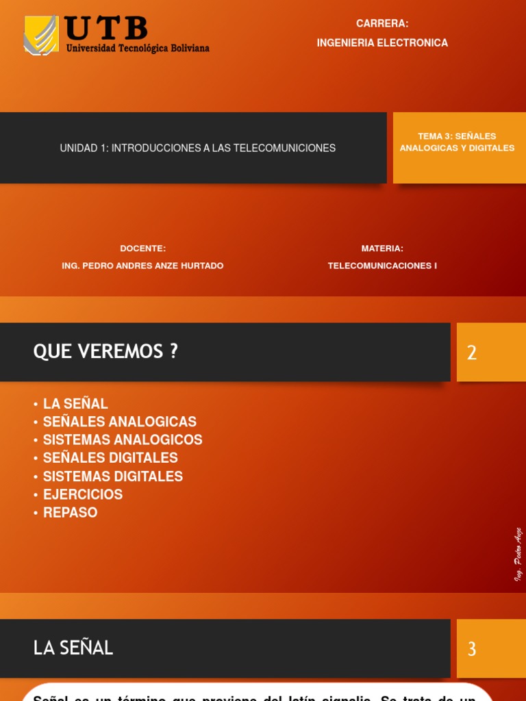 Presentacion Señales Analogicas y Digitales | PDF | Señal analoga | Amplificador