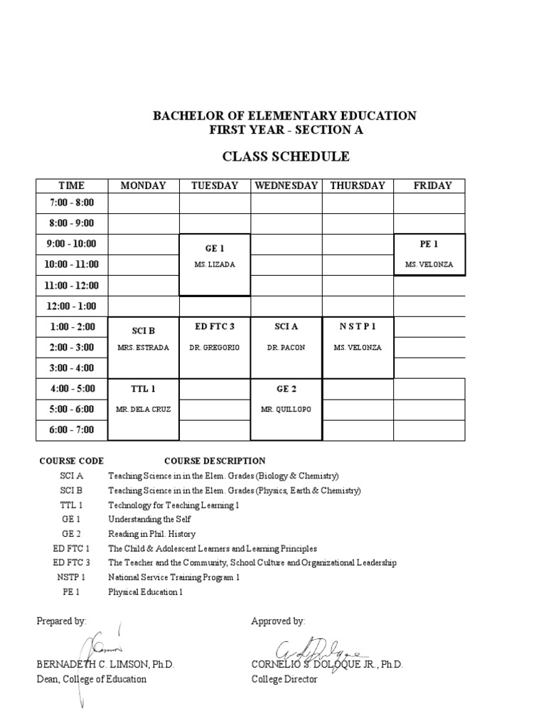 Educ Schedule 1ST Sem 2022 2023 | PDF | Teachers | Physical Education