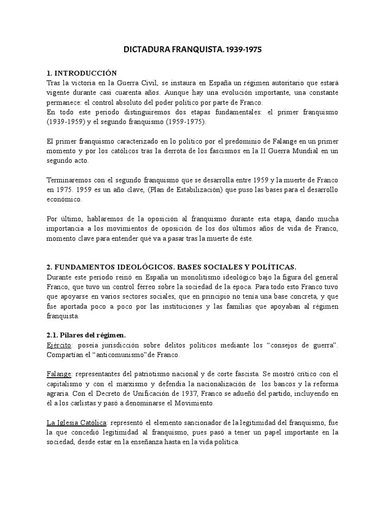 Resumen Franco | PDF | España franquista | Francisco franco