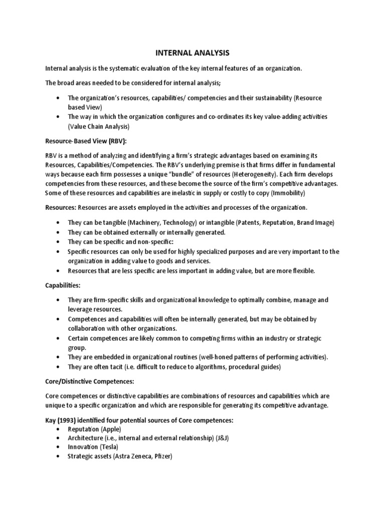 Internal Analysis - Handout | PDF | Value Chain | Economies