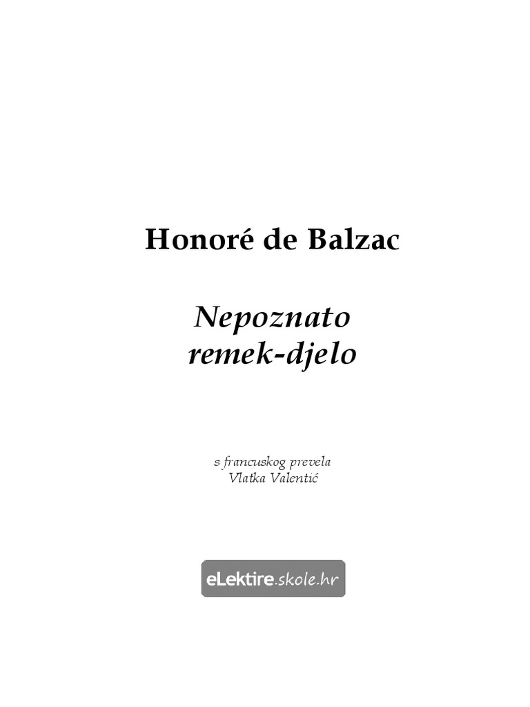 Balzac Nepoznato Remek Djelo | PDF