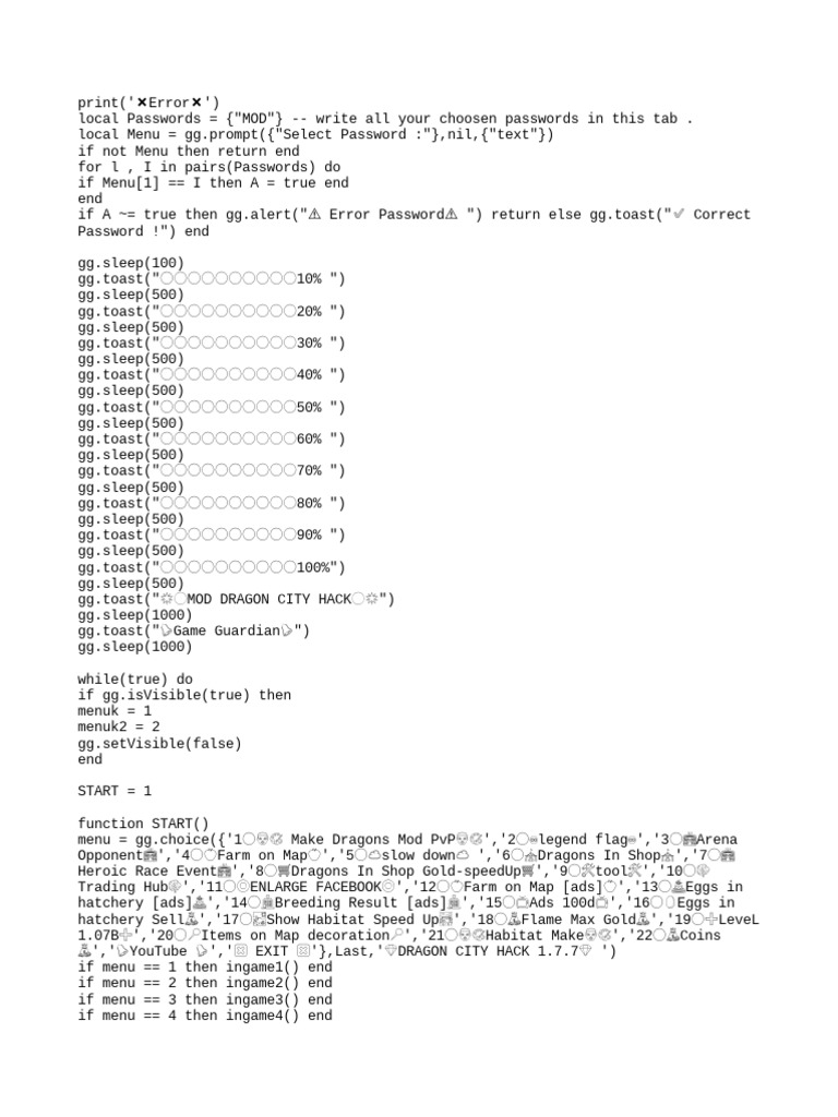 Dragon City - Lua | PDF