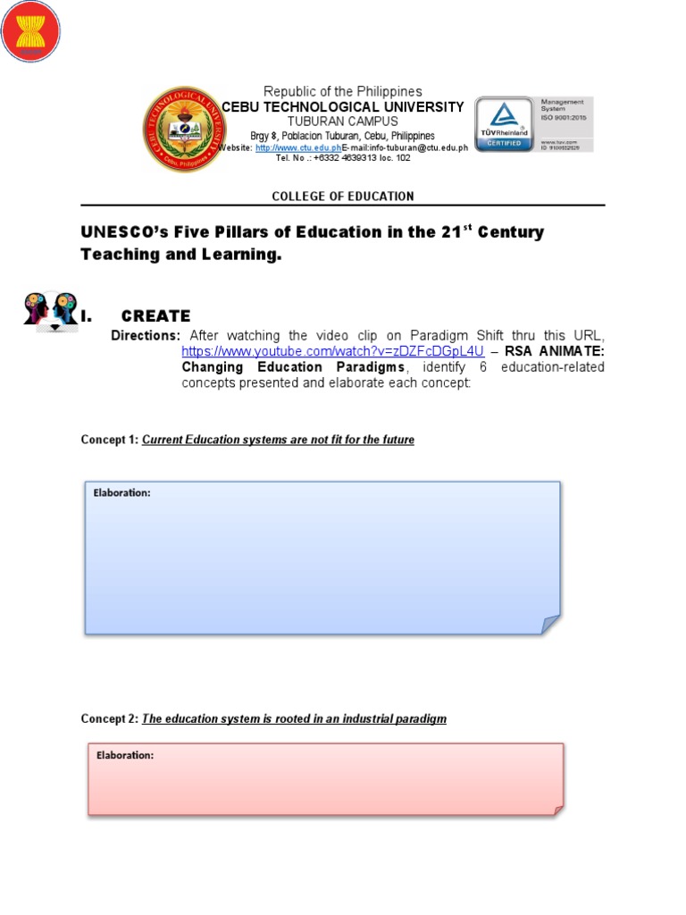 UNESCO’s Five Pillars of Education | PDF