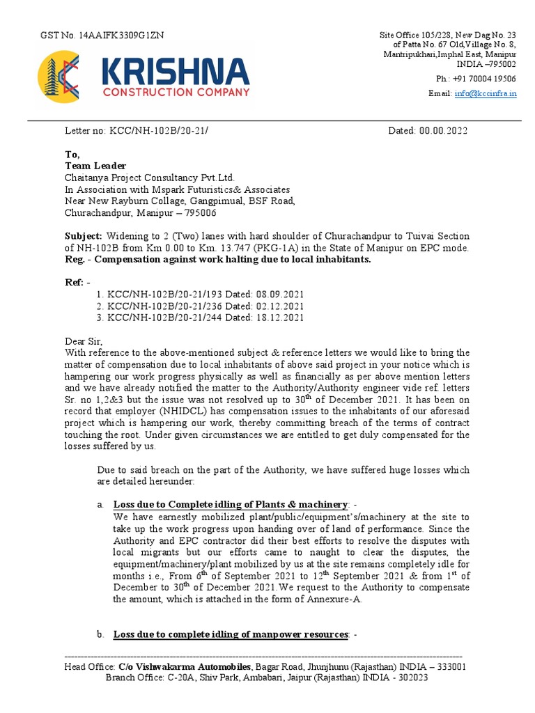 LEtter Compensation | PDF | Cost | Economies