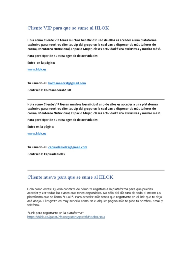 Cliente VIP HLOK | PDF