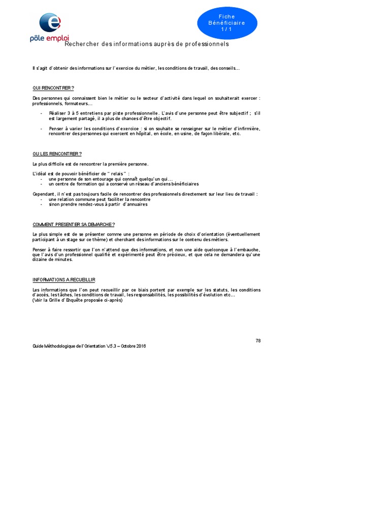 Enquete Metier 2 | PDF