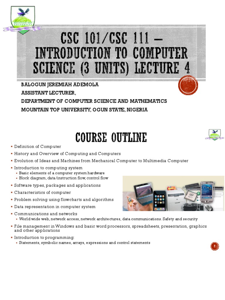 CSC 101-CSC 111 - Introduction To Computer Science - Lecture 4 | PDF | Binary Coded Decimal | Ebcdic