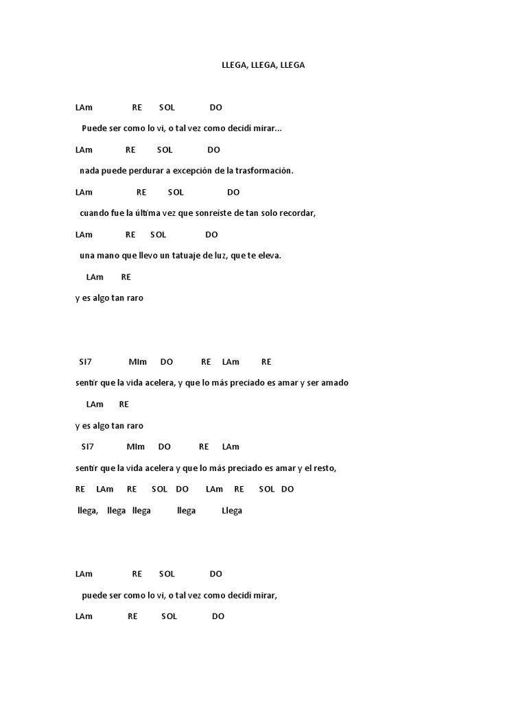 Llega Llega Llega - Com Letra y Mus | PDF