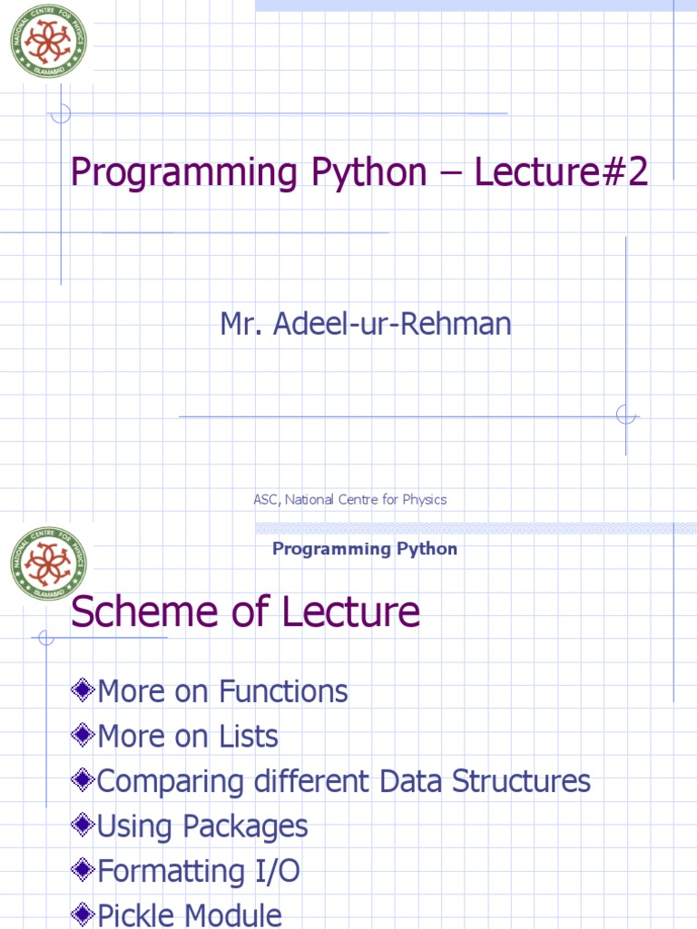 Programming Python Lecture 2 Pdf Parameter Computer Programming Anonymous Function 0149