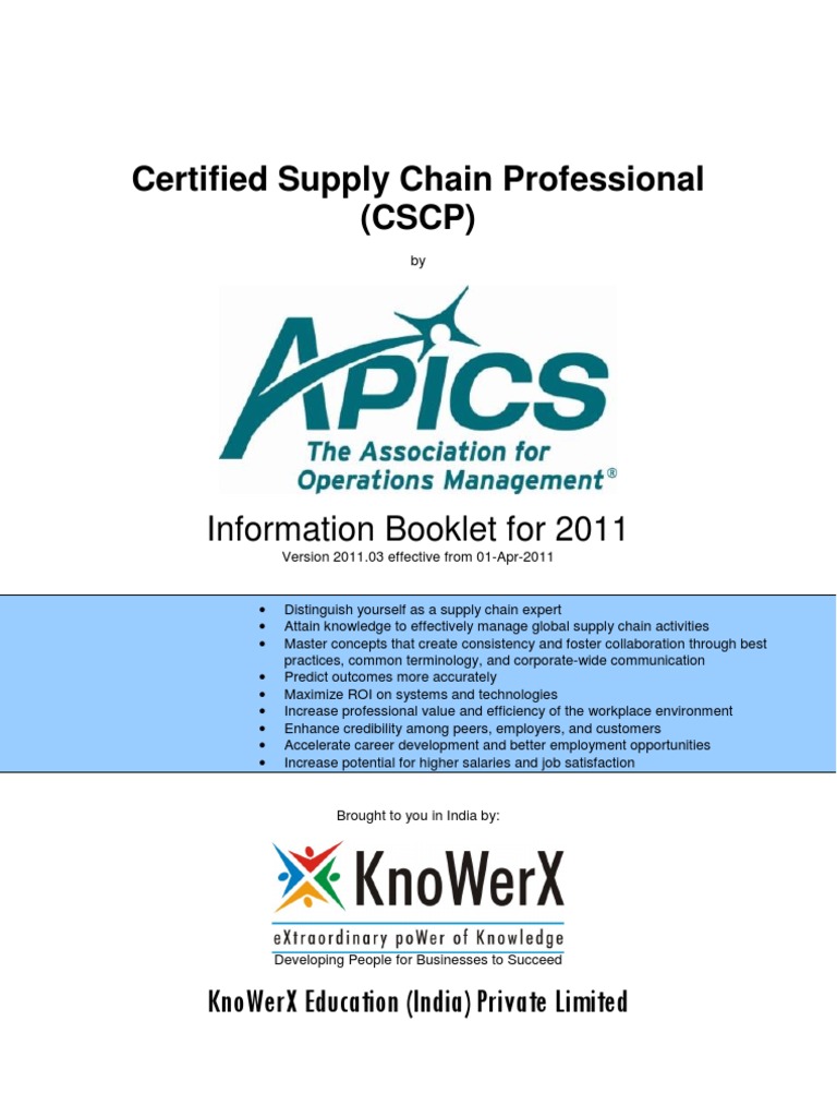 KEI APICS CSCP Information Booklet 2011.03 | PDF | Professional ...